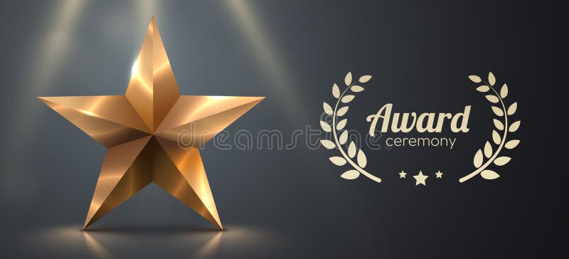 Award Ceremony Background and 3d Golden Star Decoration. Stock Vector ...