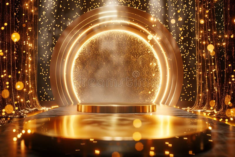 Award Ceremony Background Luxury Podium and Glitter Light Effects ...