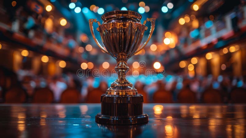 Award Ceremony Trophy in Spotlight - Generative AI Stock Illustration ...