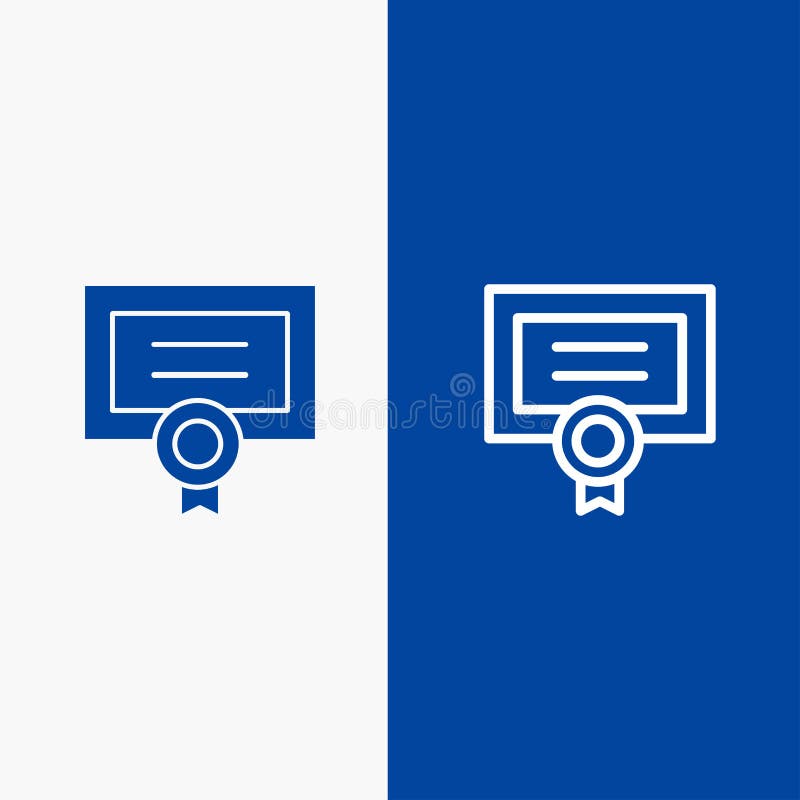 Award, Certificate, Degree, Diploma Line and Glyph Solid Icon Blue ...