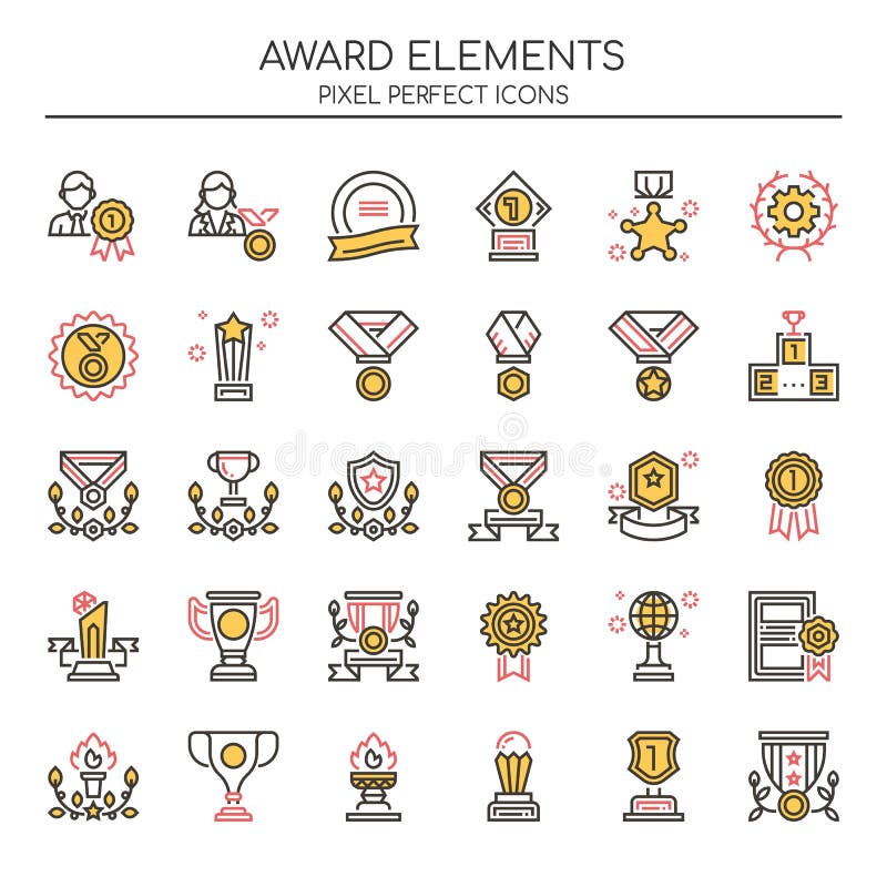 Award Elements , Thin Line and Pixel Perfect Icons Stock Illustration ...