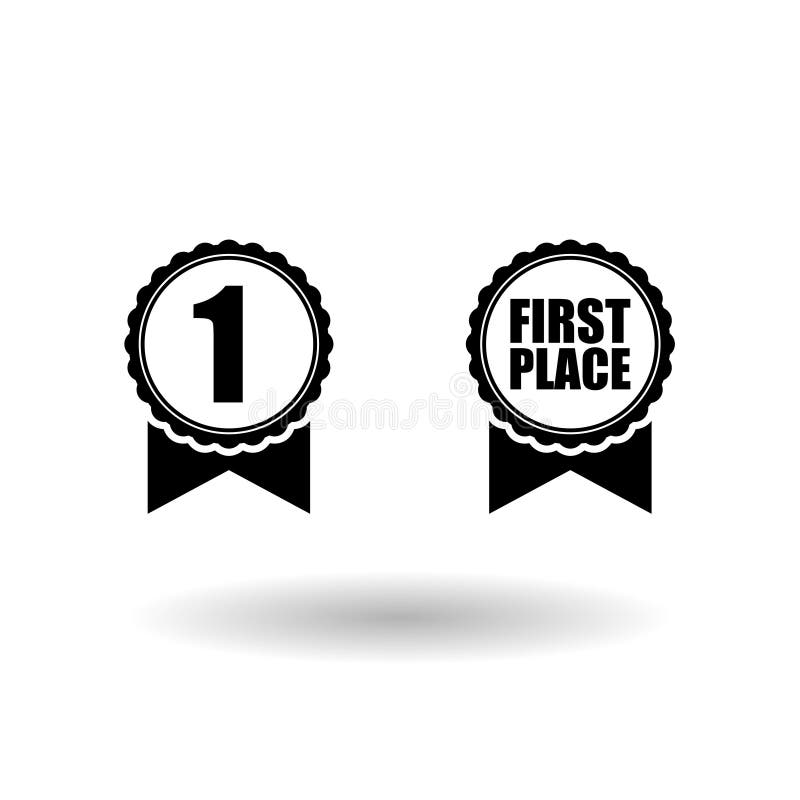 Award with First Place Icon Logo with Shadow Stock Vector ...