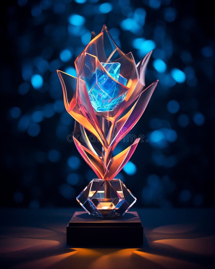 An Award with a Glowing Flower on Top of it Stock Illustration ...