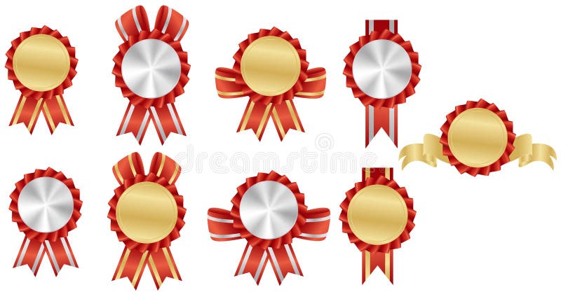 Award Gold Coin and Red Ribbon Stock Vector - Illustration of ...