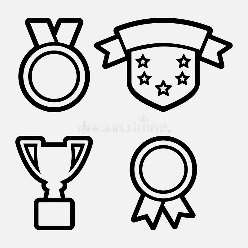 Award Icons - Medals, Cup, Shield. Vector Illustration Stock ...