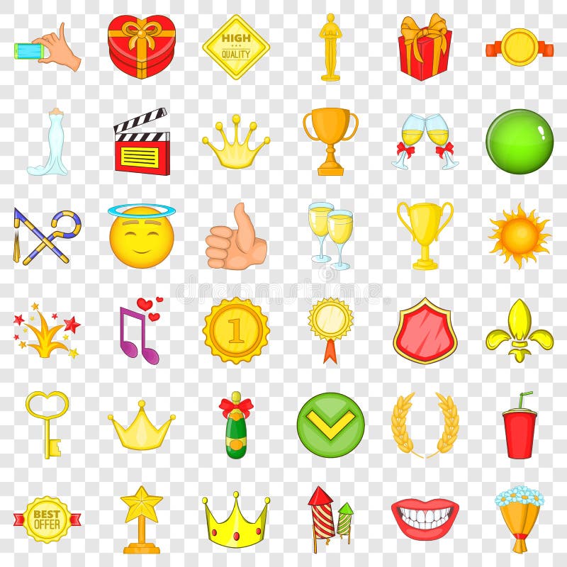 Award Icons Set, Cartoon Style Stock Vector - Illustration of crown ...