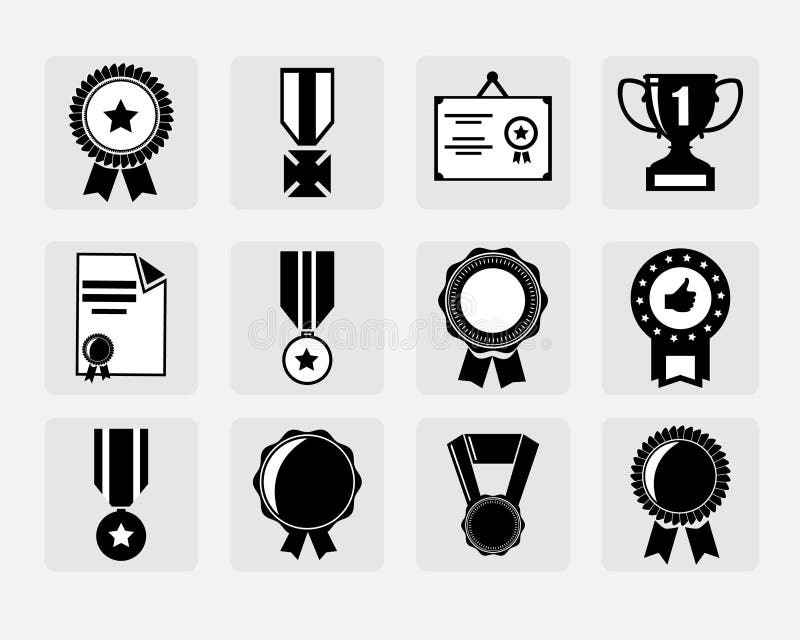 Award icons set stock vector. Illustration of winning - 34374629