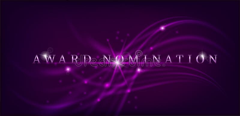 Award Nomination Emblem, Stage in Spotlight with Purple Curtain Background. Movie Award Ceremony ...