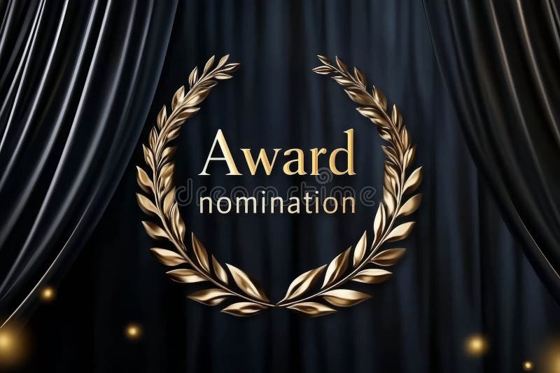 Award Nomination with Golden Laurel Branches on Dark Background ...