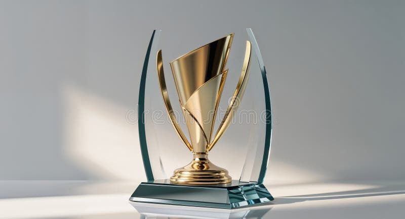 Award Plaque Glass Luxury Gold Trophy Display. Stock Photo - Image of ...