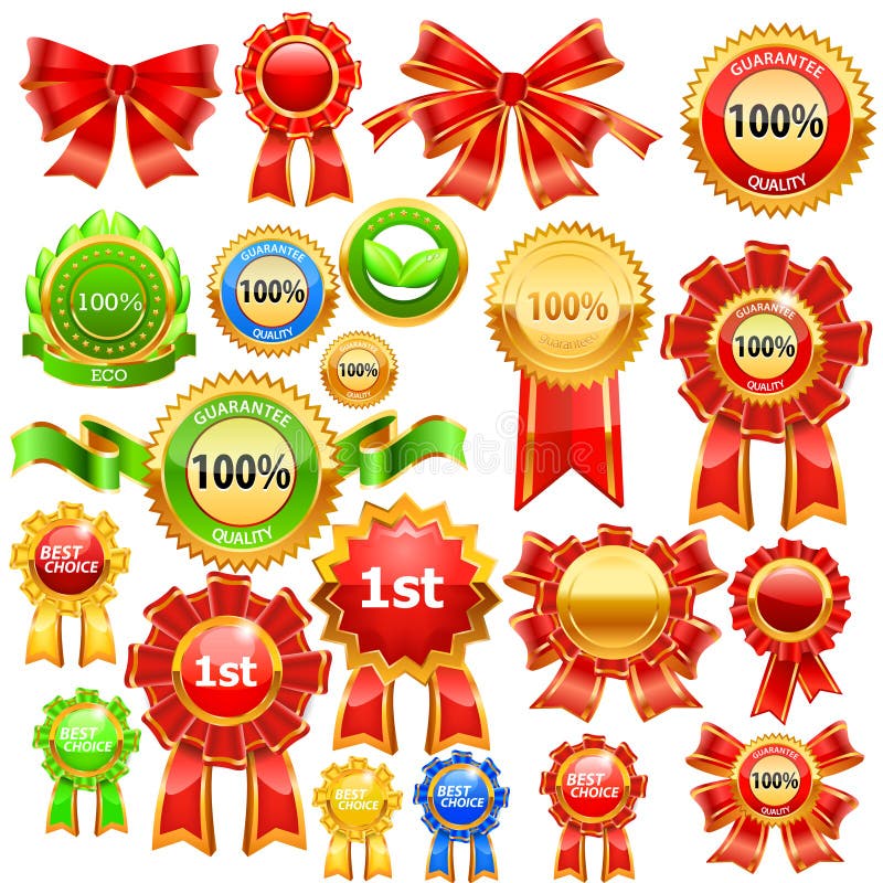 Colorful Award Ribbons Set stock vector. Illustration of label - 24428801