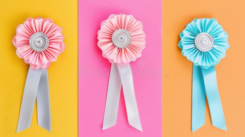 Award Ribbons in Silver, Gold, and Bronze Mockups Stock Photo - Image ...