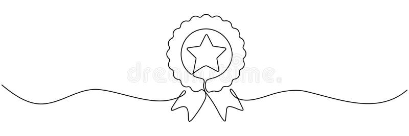 Award Star Badge Continuous Line Art Drawing. Stock Vector ...
