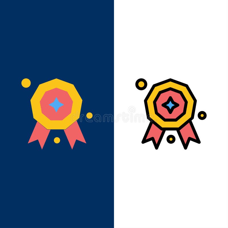 Award, Star, Prize Icons. Flat and Line Filled Icon Set Vector Blue ...