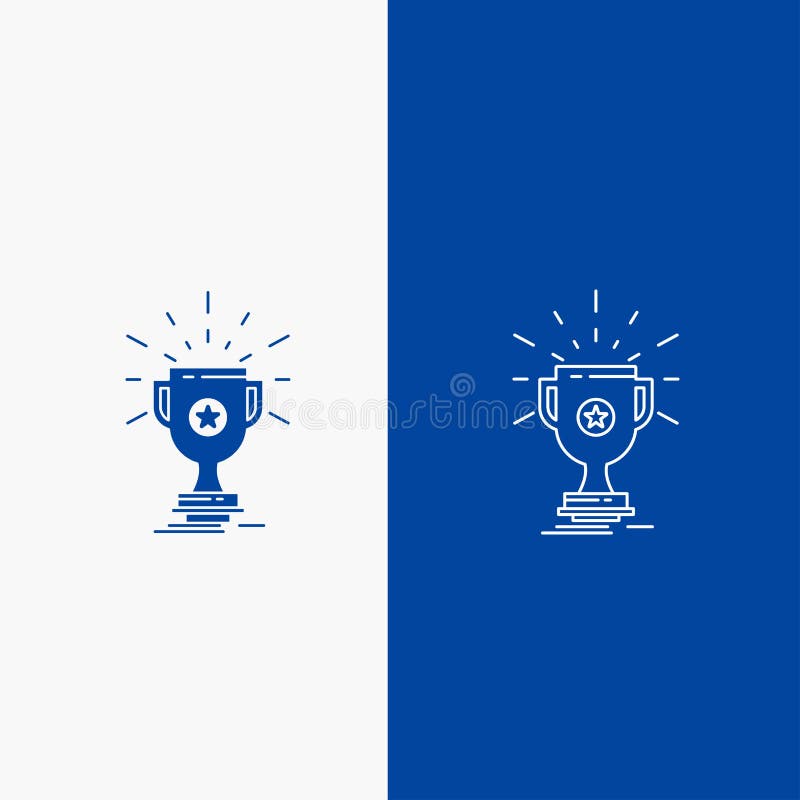 Award, Trophy, Prize, Win, Cup Line and Glyph Web Button in Blue Color ...