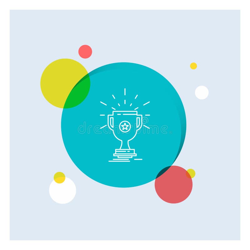 Award, Trophy, Prize, Win, Cup White Line Icon Colorful Circle ...
