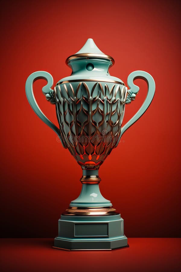 An Award Trophy on a Red Background Stock Illustration - Illustration ...