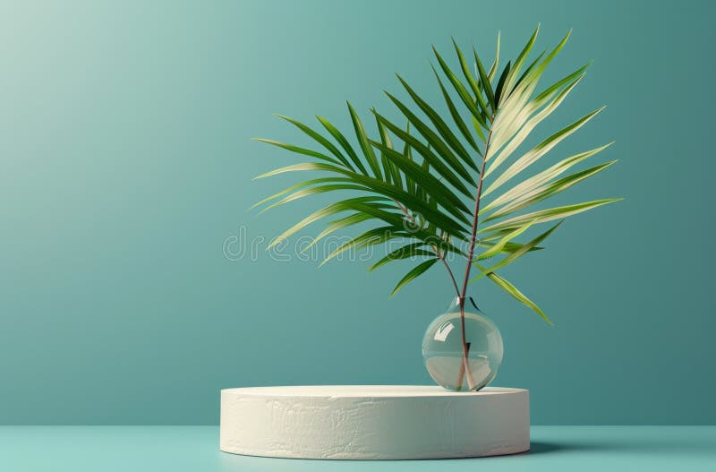 Award Trophy with a White Frame and a Palm Leaf Stock Illustration ...