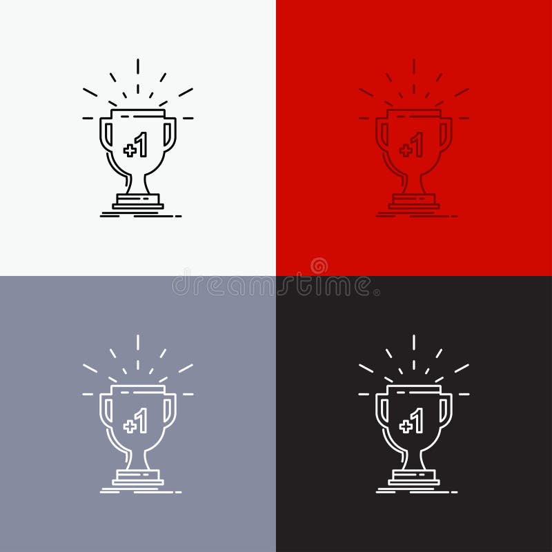Award, Trophy, Win, Prize, First Icon Over Various Background. Line ...