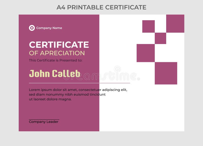 A4 Award Vector Certificate Template, Soft, Elegant Design, Suitable ...