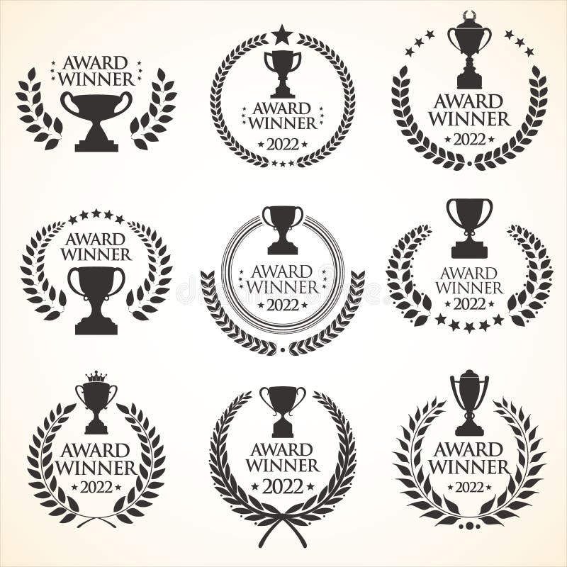 Award Winner Emblem Black Collection Vector Illustration Stock Vector ...
