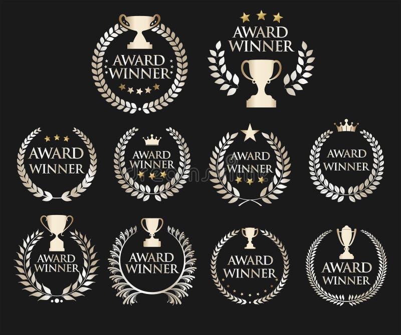 Award Winner Emblem Collection of Silver and Gold Laurel Wreath Stock ...