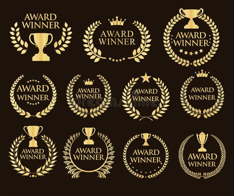 Award Winner Emblem Gold Collection Vector Illustration Stock Vector ...