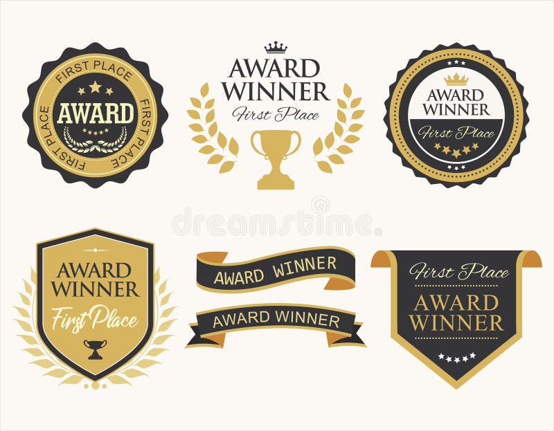 Award Winner Retro Vintage Badges and Labels Collection Stock Vector ...