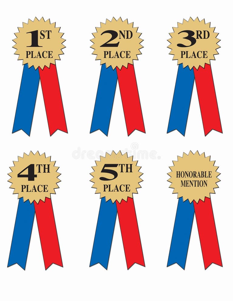 First Second Third Fourth Fifth Place Ribbons Stock Illustrations – 1 ...