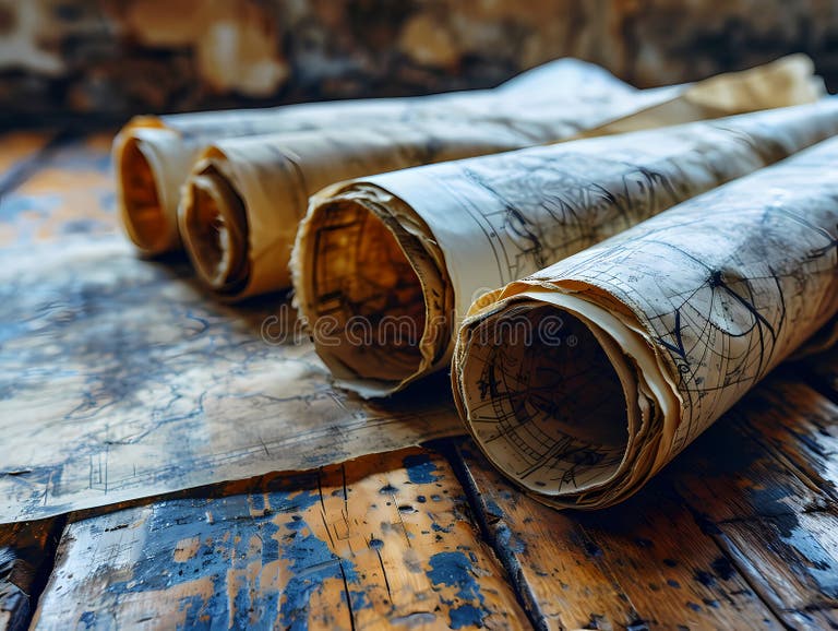 Award Winning Ad for Blueprints, a Group of Rolled Up Maps on a Table ...