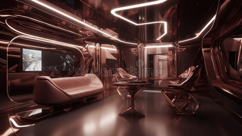An Award-Winning Bionic Interior with Shiny Bronze and Maroon Walls in ...