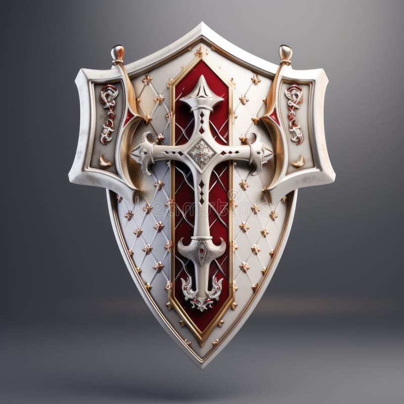 Award-winning Vray Armor Shield with Cross and Swords Logo Stock ...