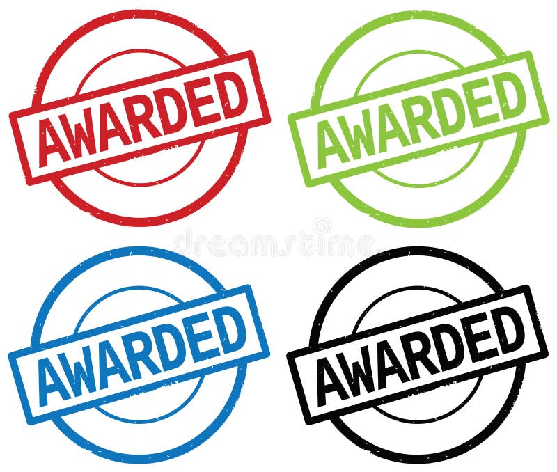AWARDED Text, on Round Simple Stamp Sign. Stock Illustration ...