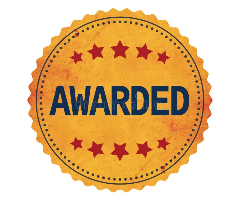 AWARDED Text, on Rectangle, Zig Zag Pattern Stamp Sign. Stock ...