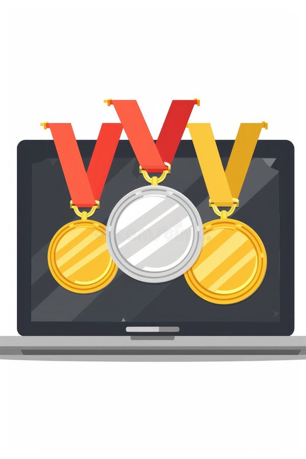 Awards and Achievements on a Laptop Screen Stock Image - Image of ...