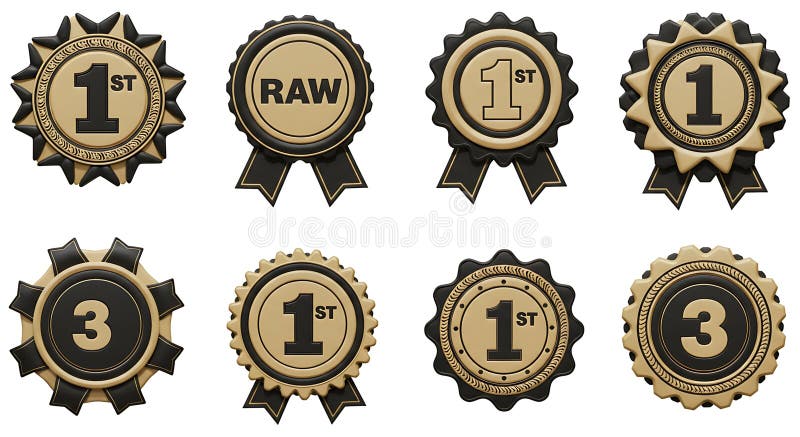 Awards Badges Set Showing 1st and 3rd Place Achievement Stock ...