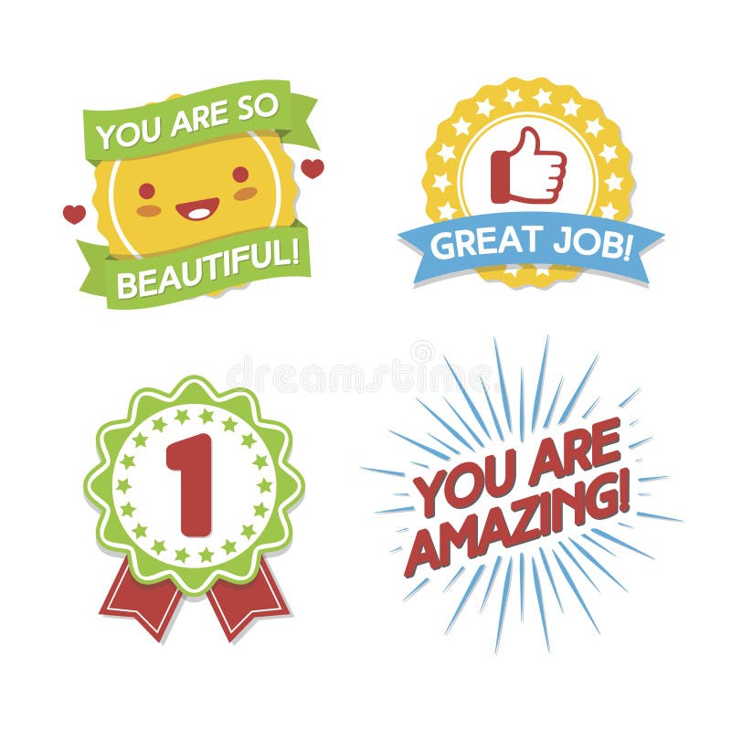 Awards and Compliments Icons Set. Flat Style Design Stock Vector ...