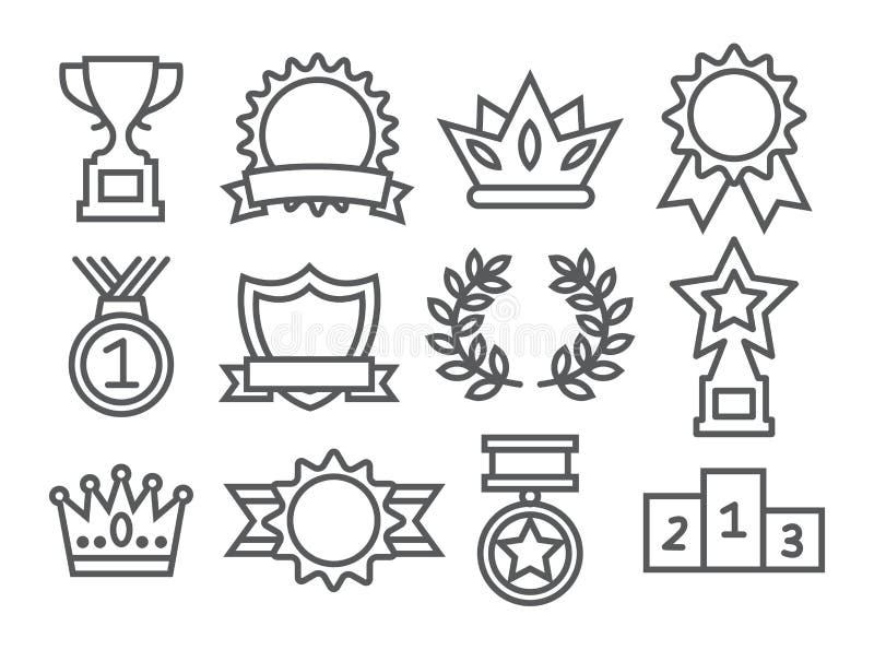 Awards Line Icons stock vector. Illustration of achievement - 62601111