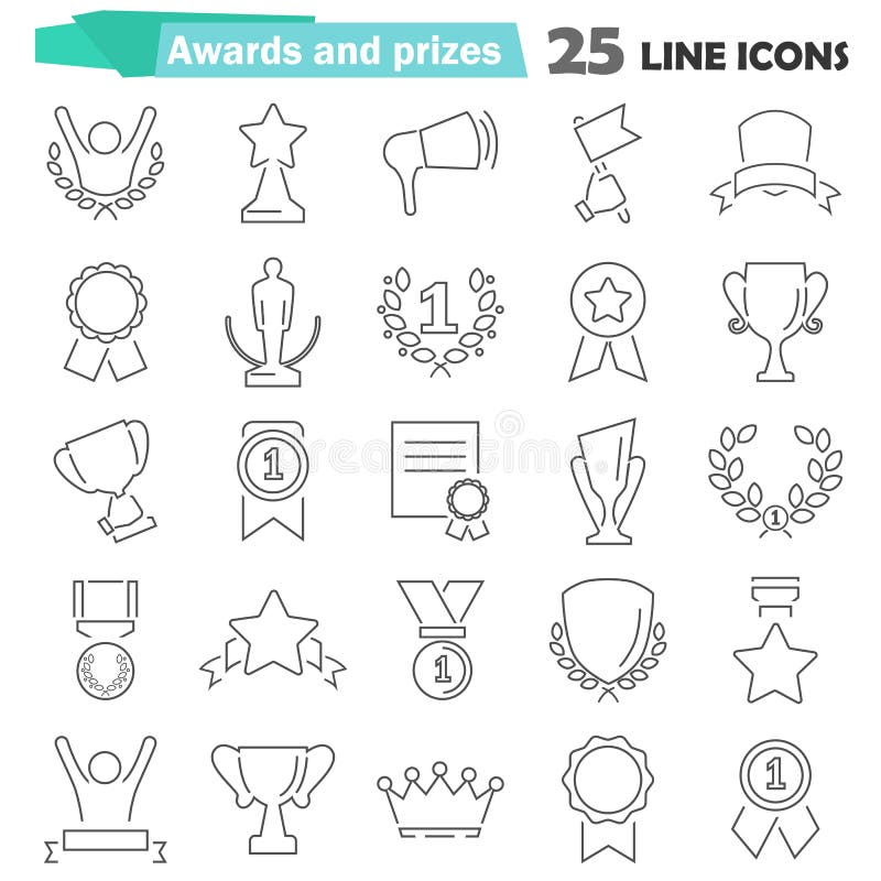 Awards and Prizes Line Icons Set for Web and Mobile Design Stock ...