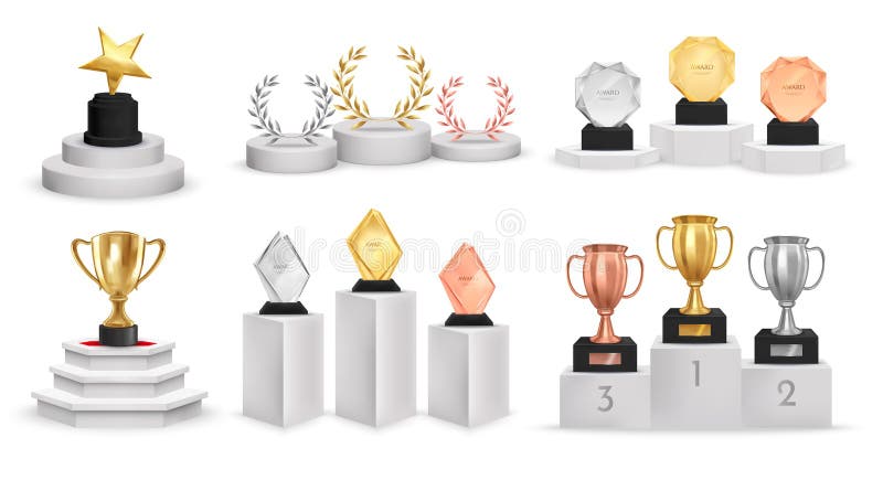 Awards Set in Realistic Style Stock Illustration - Illustration of ...