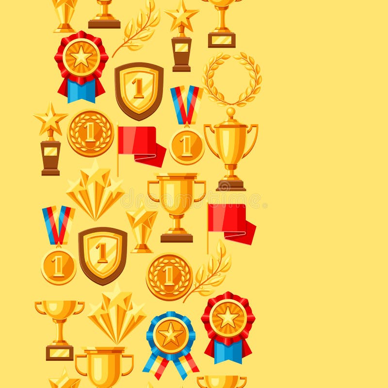 Awards and Trophy Seamless Pattern. Stock Vector - Illustration of game ...
