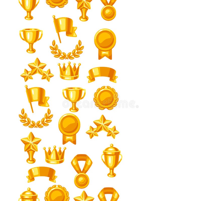 Awards and Trophy Seamless Pattern. Reward Items Sports or Corporate ...
