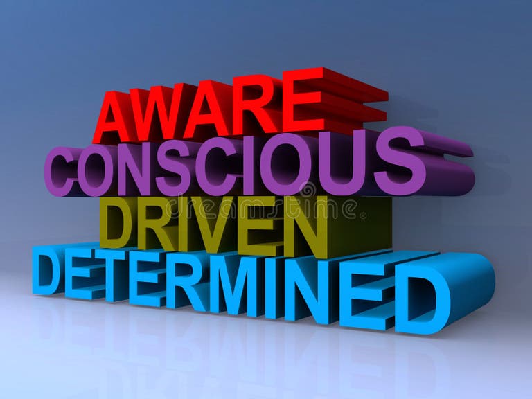 Aware Conscious Driven Determined Stock Illustration - Illustration of ...
