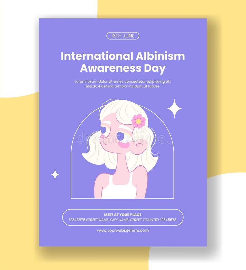 Awareness Day Design Concept for Albinism in Flat Vector Style Vertical ...