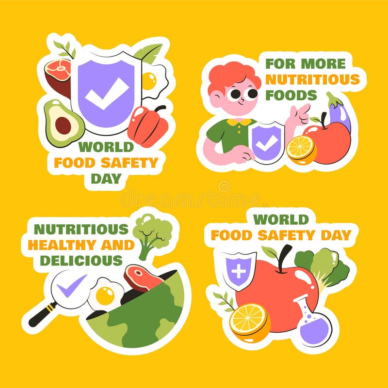 Awareness Illustration for Food Safety Day with Hand Drawn Label ...