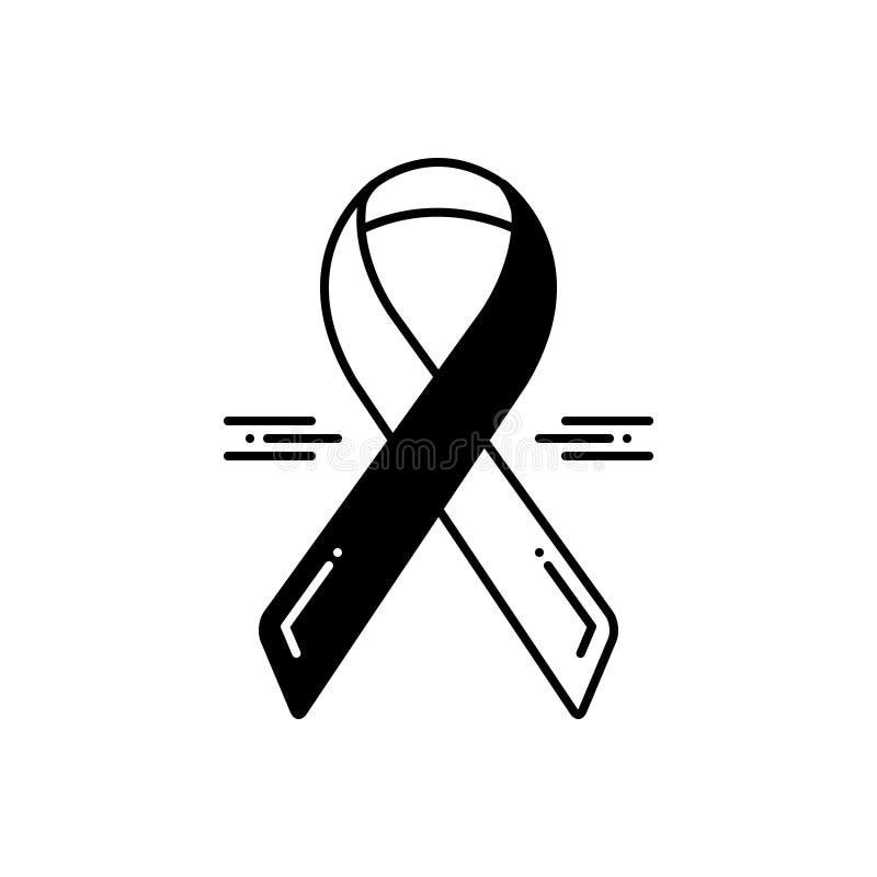 Black Solid Icon for Awareness Ribbon, Cancer and Treatment Stock ...