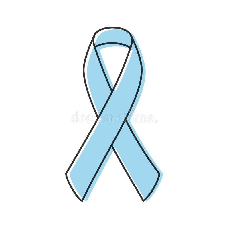 Awareness Ribbon. Black Outline. Light Blue Color. Vector Illustration ...
