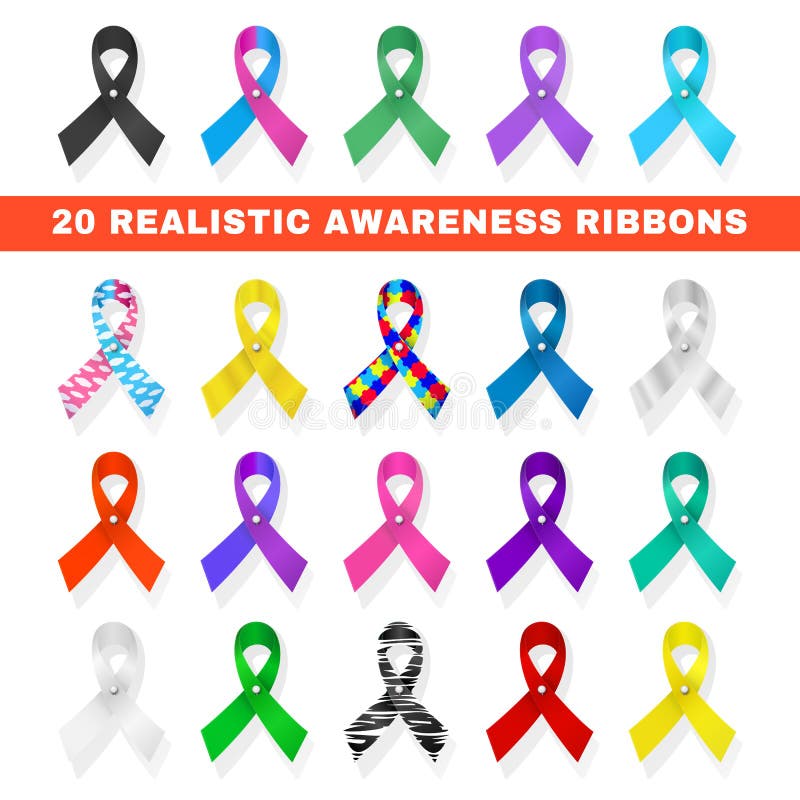 Set of awareness ribbons stock vector. Illustration of cancer - 47627002
