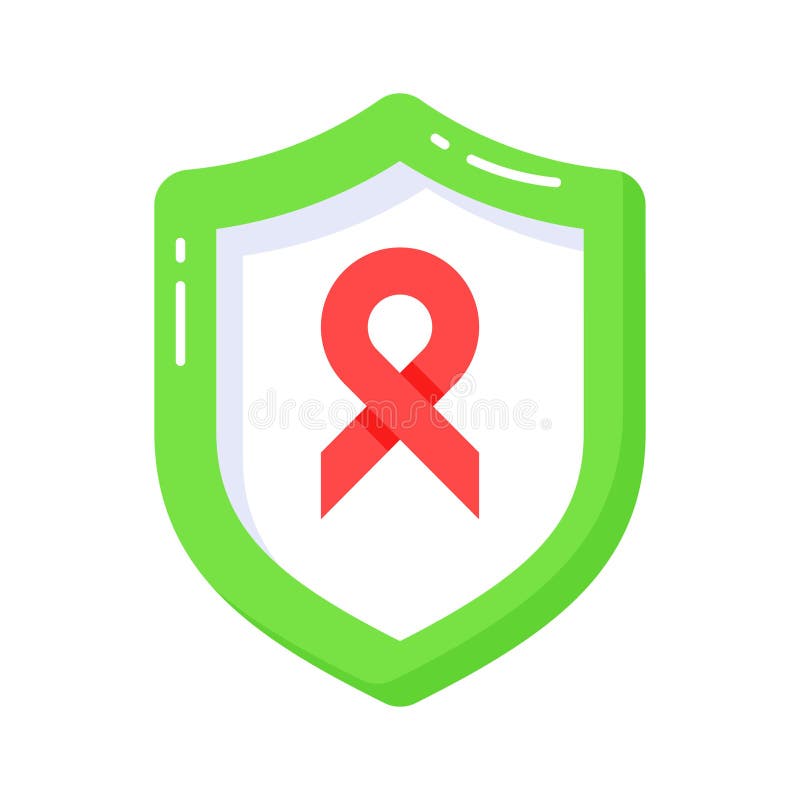 An Awareness Ribbon with Protection Shield, Awareness Icon Design Stock ...