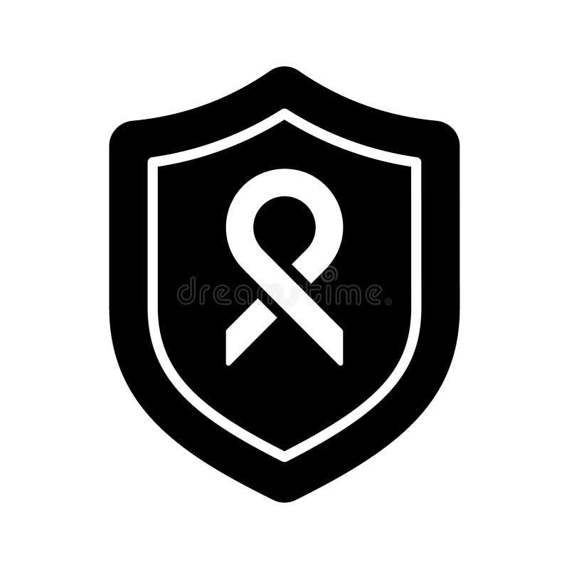 An Awareness Ribbon with Protection Shield, Awareness Icon Design Stock ...